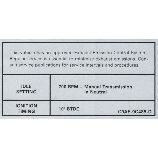 John's Mustang: 1969-1970 Mustang Emission Decal, Boss 429