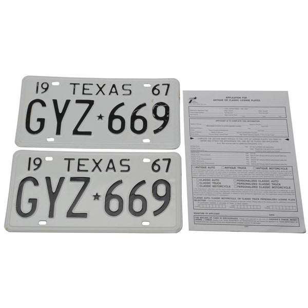 John's Mustang: 1967 Mustang Texas Classic License Plates (over 50 Yrs Old)