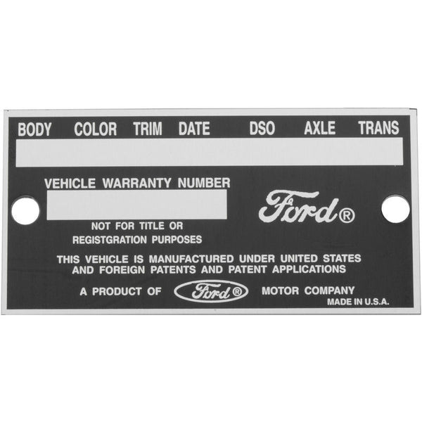 John's Mustang: 1965 Mustang Door Data Plate