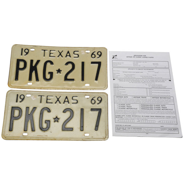 John's Mustang: 1969 Mustang Texas Classic License Plates (Over 50 Yrs Old)