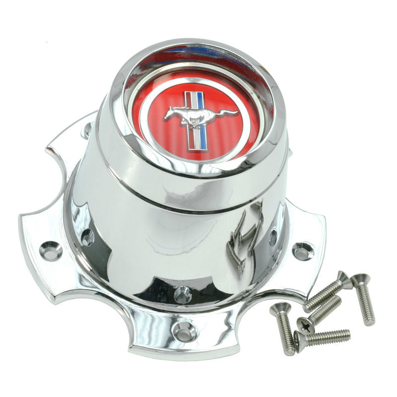 John's Mustang: 1973 Mustang Slotted Aluminum Wheel, Red Center